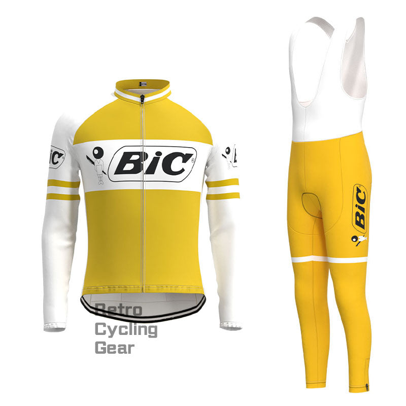 BIC Yellow Retro Long Sleeve Cycling Kit – Retro Cycling Gear